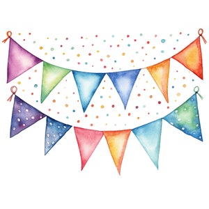 13 Party Bunting Clipart, Coloured Garland Clipart, Printable ...