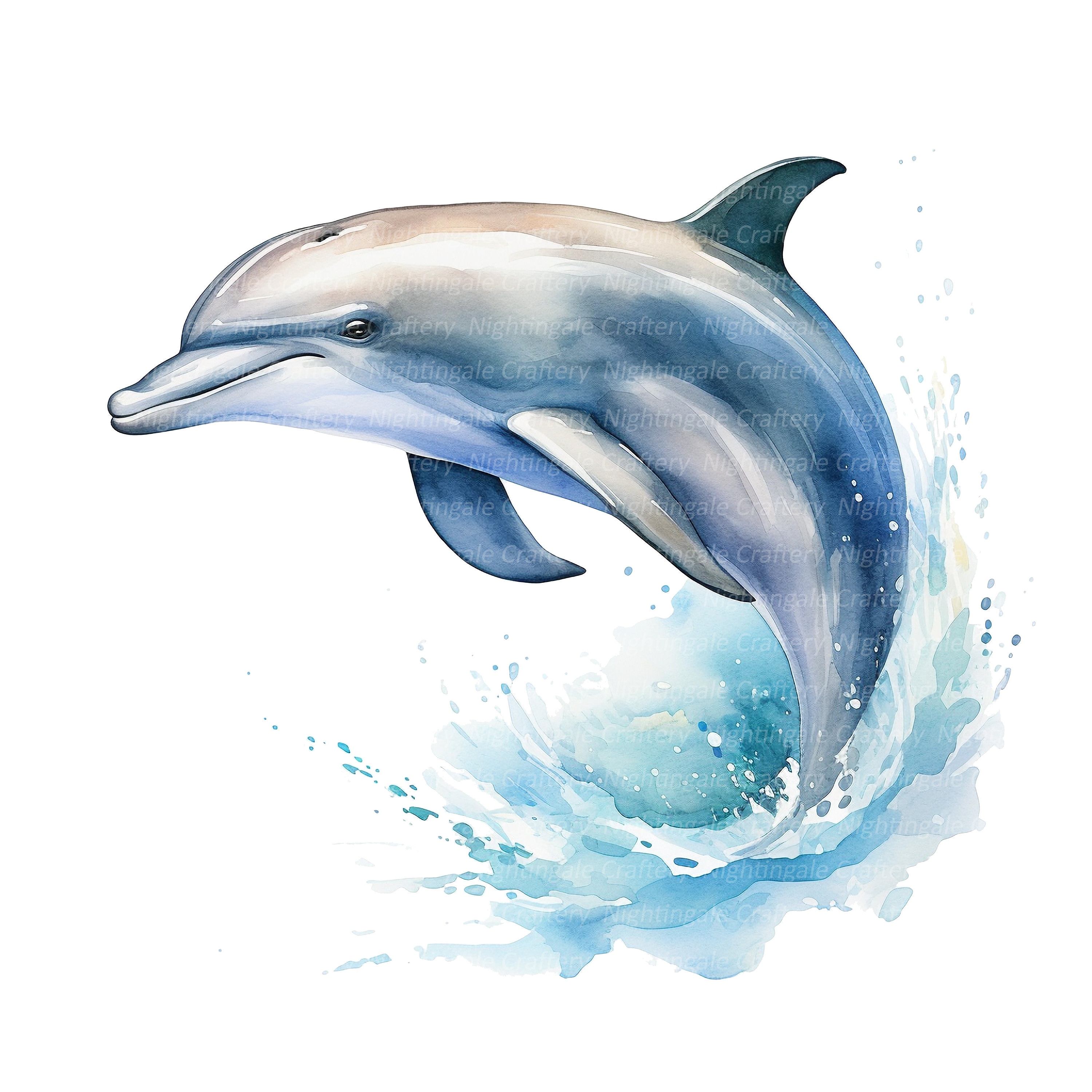 12 Dolphin Clipart, Dolphin Playing Clipart, Printable Watercolor ...