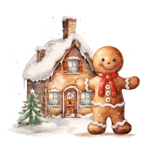 12 Gingerbread House and Man Clipart, Christmas Clipart, Printable ...