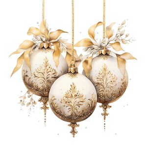 10 Golden Baubles Clipart, Christmas Bauble, Printable Watercolor ...