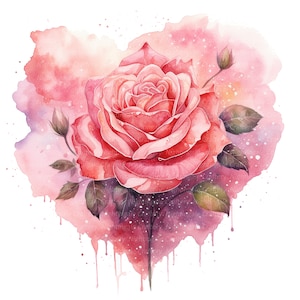 10 Abstract Roses Clipart, Rose Artwork, Rose Heart, Printable ...