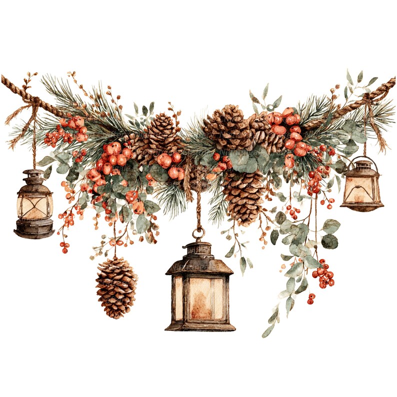 12 Autumn Bunting Clipart, Christmas Garland Clipart, Printable ...