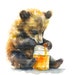 9 Watercolor Bear Cub With Honeypot Clipart, Bear Honey, Printable ...