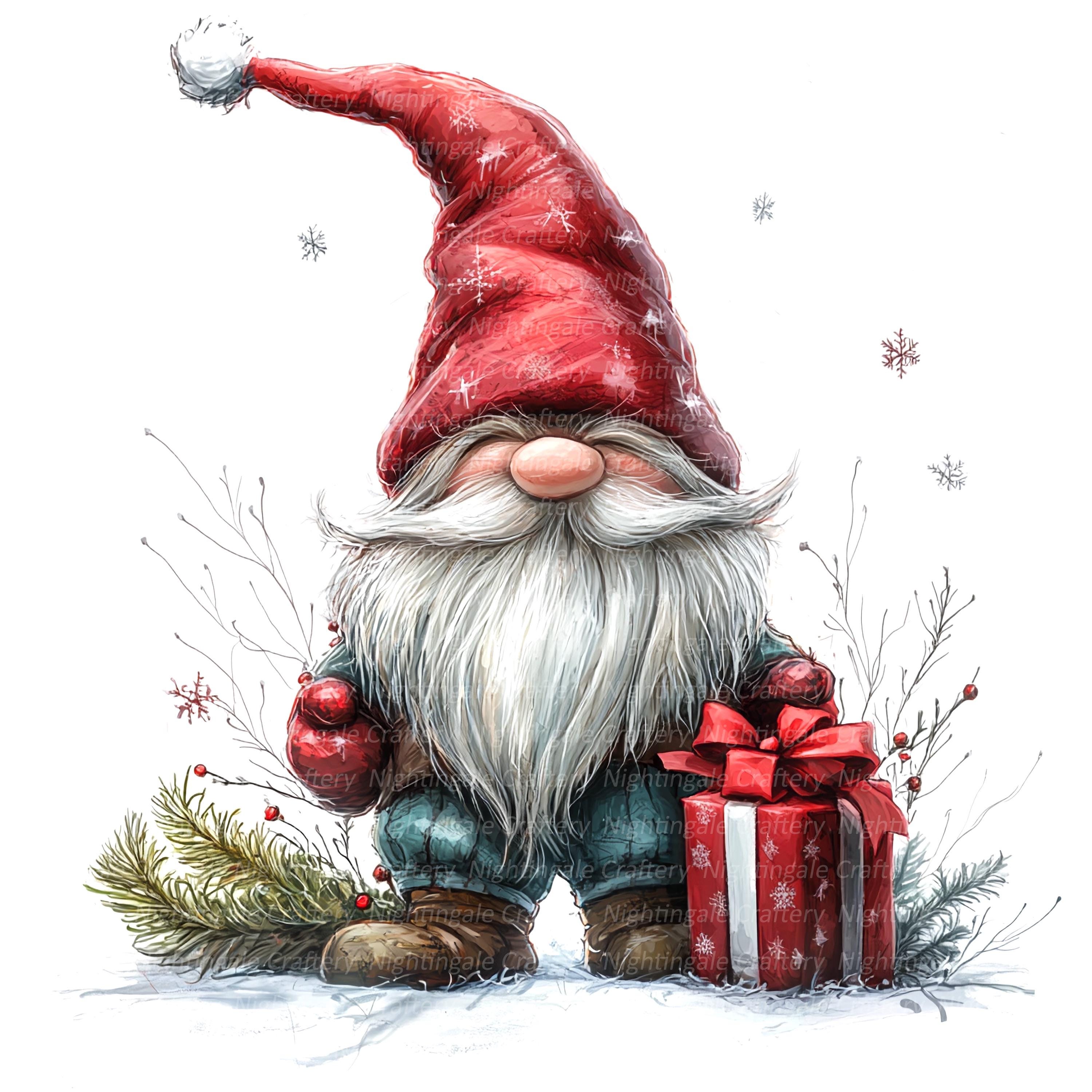 12 Festive Gnome Set 2, Christmas Gnome Clipart, Printable Watercolor ...