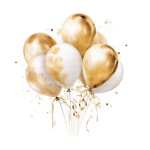 14 Golden Balloons Clipart, Party Balloons Clipart, Printable ...