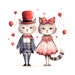 8 Cat Couple Clipart, Romantic Cats Clipart, Printable Watercolor ...