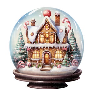 10 Gingerbread Christmas Snow Globe Clipart, Christmas Snowglobe ...