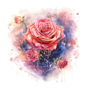 10 Abstract Roses Clipart, Rose Artwork, Rose Heart, Printable ...