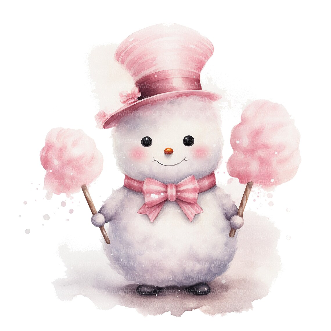 10 Candy Snowman Clipart, Christmas Clipart, Printable Watercolor ...