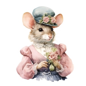 16 Victorian Vintage Mouse Clipart, Mice Clipart, Printable Watercolor ...