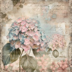 18 Vintage Hydrangea Background Papers, 12 X 12 Digital Paper Pack ...