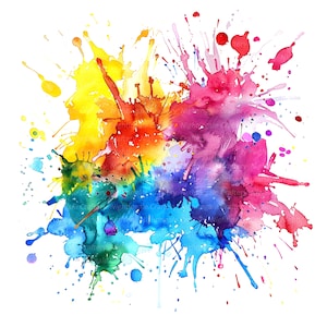 14 Color Splash Clipart, Paint Splash Coloured, Printable Watercolor ...