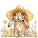 10 Cute Bunny With Hat Clipart, Spring Bunny, Printable Watercolor ...