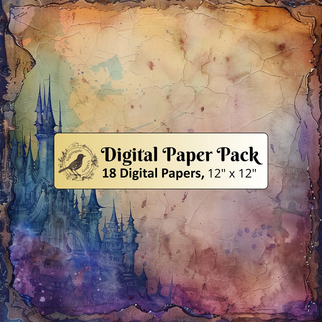 18 Fantasy Vintage Background Papers, 12 X 12 Digital Paper Pack, Junk ...