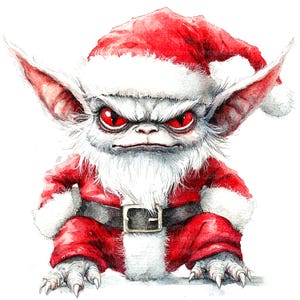 8 Christmas Goblin Clipart, Santa Goblin Grumpy, Printable Watercolor ...