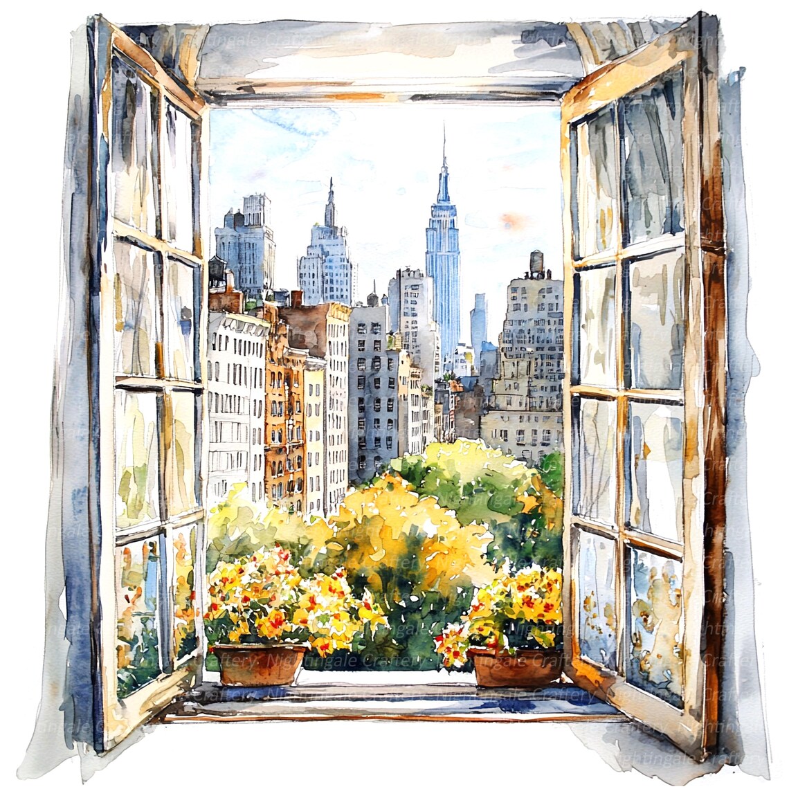 14 Window City View Clipart, Window With City Landscape, Printable ...