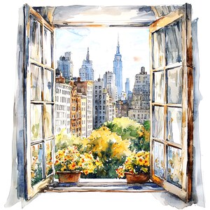 14 Window City View Clipart, Window With City Landscape, Printable ...