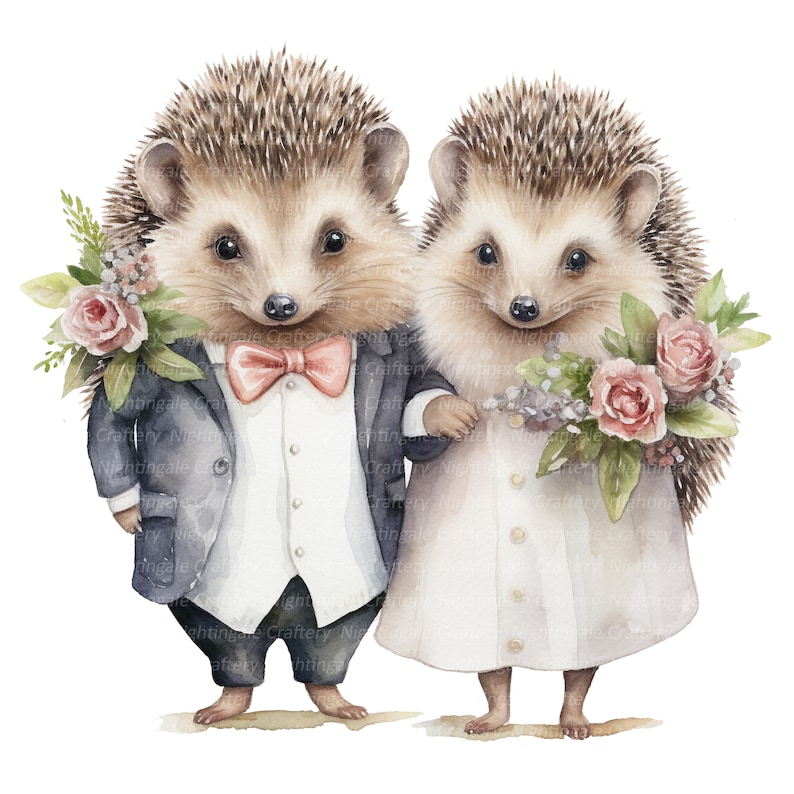 10 Cute Hedgehog Wedding Clipart Printable Watercolor - Etsy