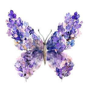 12 Lavender Butterfly Clipart, Floral Butterfly, Printable Watercolor ...