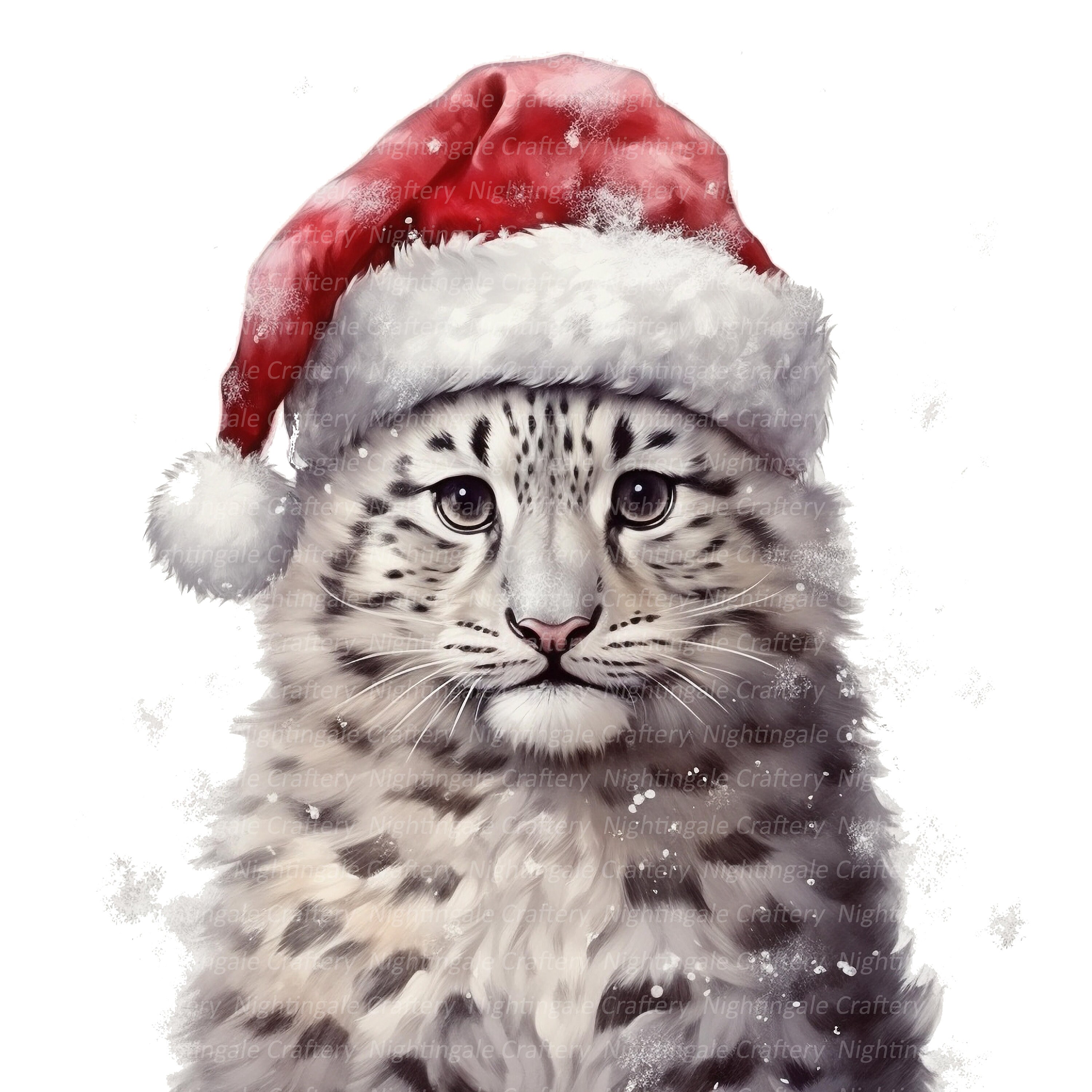 10 Snow Leopard Clipart, Christmas Leopard, Printable Watercolor ...