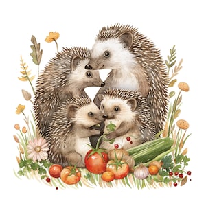12 Hedgehog Family Clipart, Hedgehog Clipart, Printable Watercolor ...