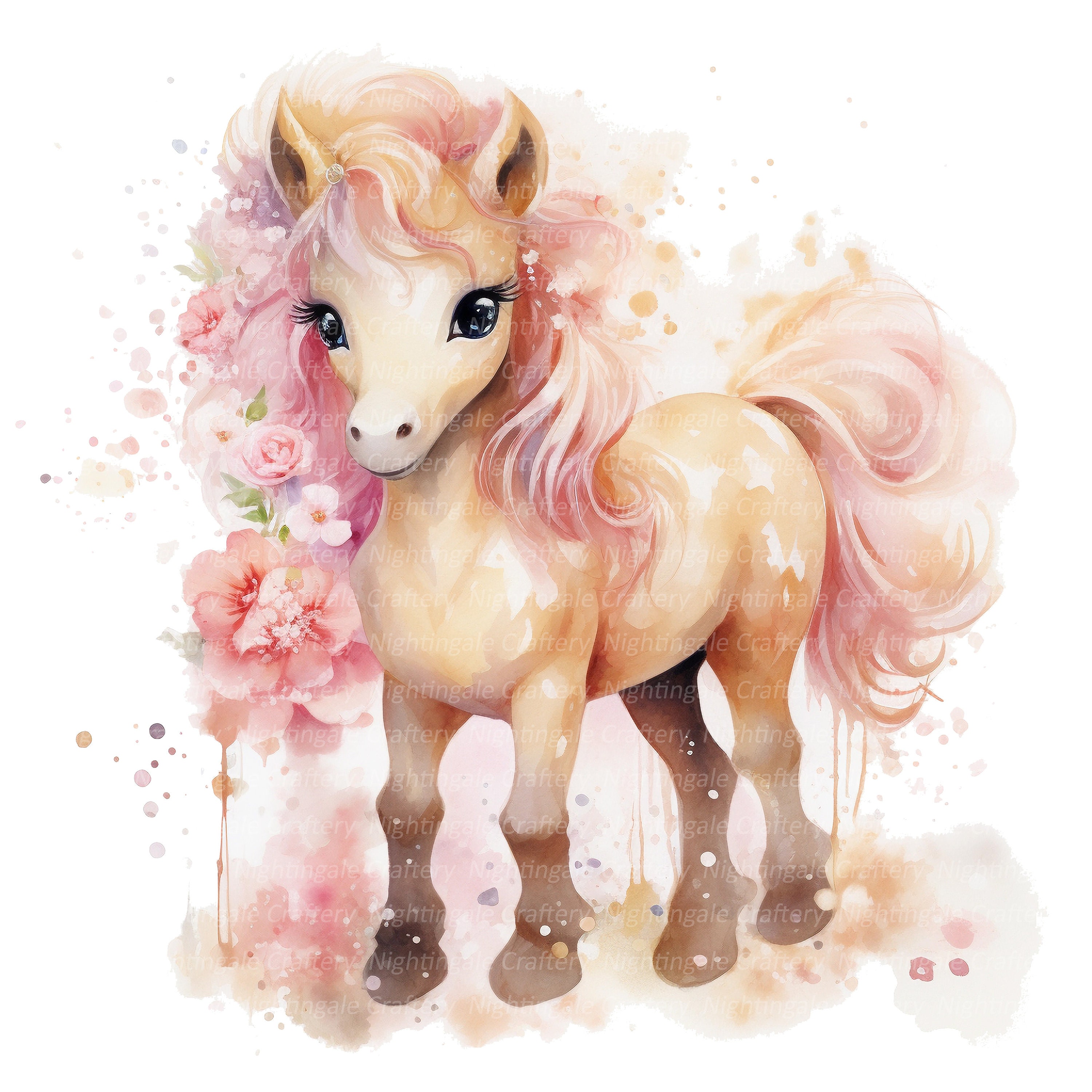 13 Pink Pony Clipart, Cute Pony Images, Printable Watercolor Clipart ...