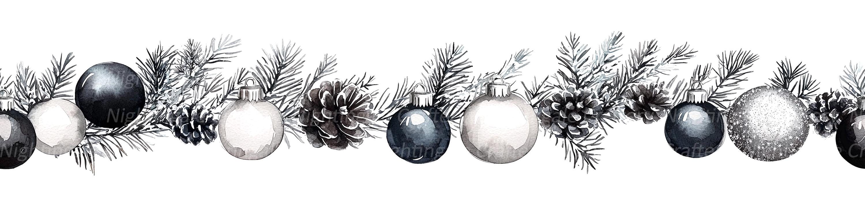 12 Christmas Garland Clipart Set 3, Seamless Border, Printable ...