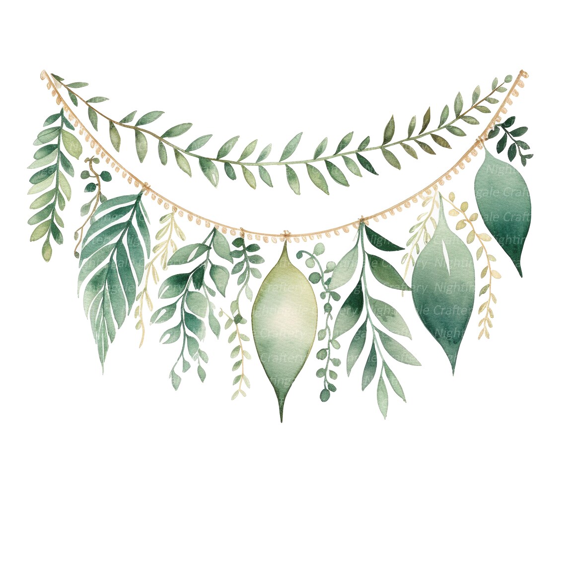 10 Boho Leaves Decor Clipart, Boho Garland, Printable Watercolor ...