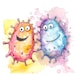 12 Cartoon Bacteria Clipart, Virus Clipart, Printable Watercolor ...