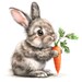 11 Bunny With Carrot Clipart, Hyperrealistic, Printable Watercolor ...