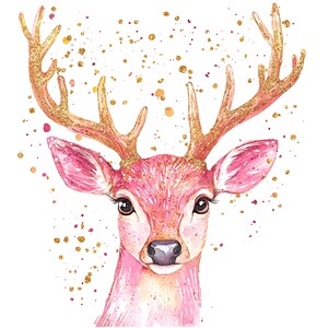 9 Pink Deer Clipart, Abstract Deer, Stag, Printable Watercolor Clipart ...