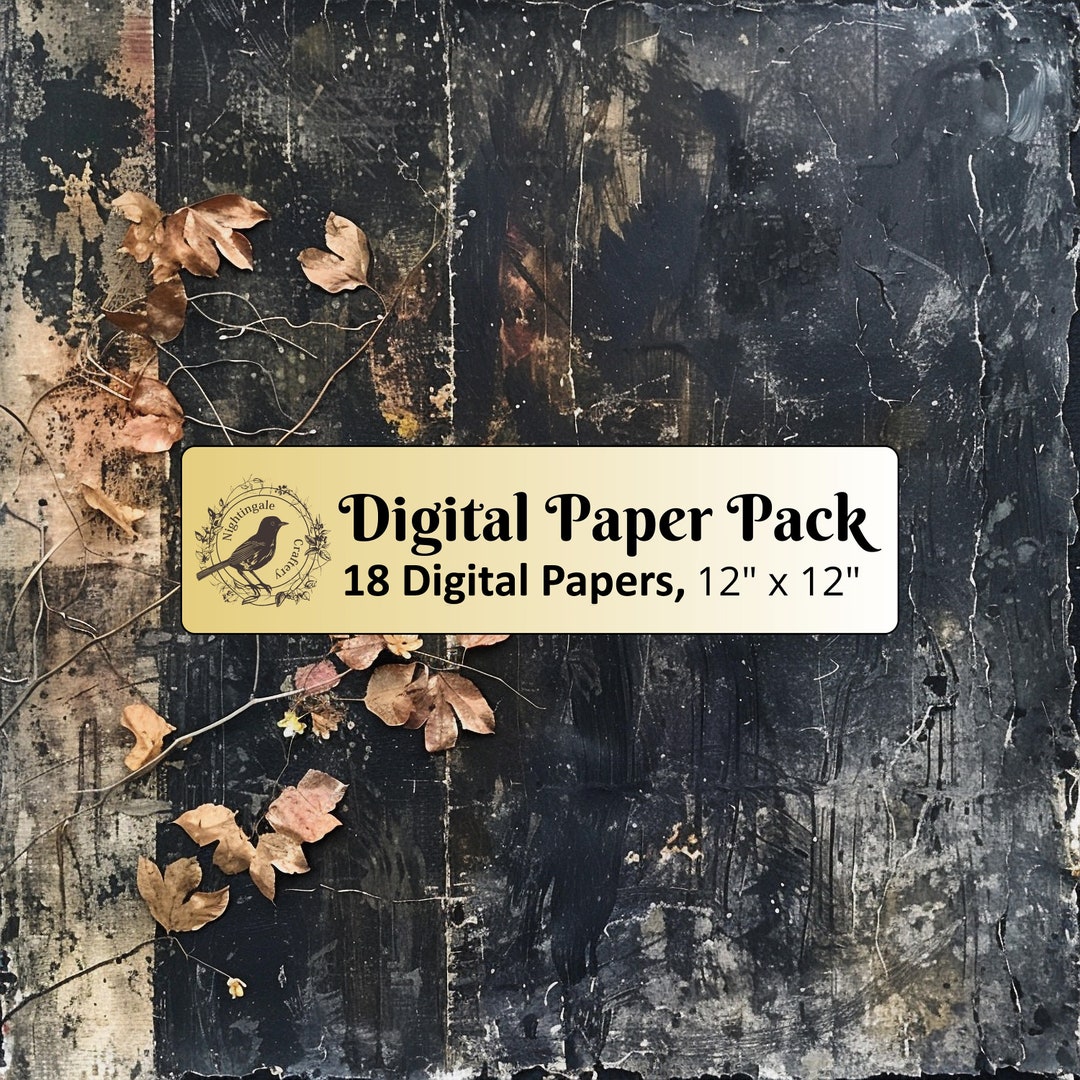 18 Aged Black Rustic Background Papers, 12 X 12 Digital Paper Pack ...