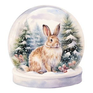11 Bunny Christmas Snow Globe Clipart, Christmas Snowglobe, Christmas ...