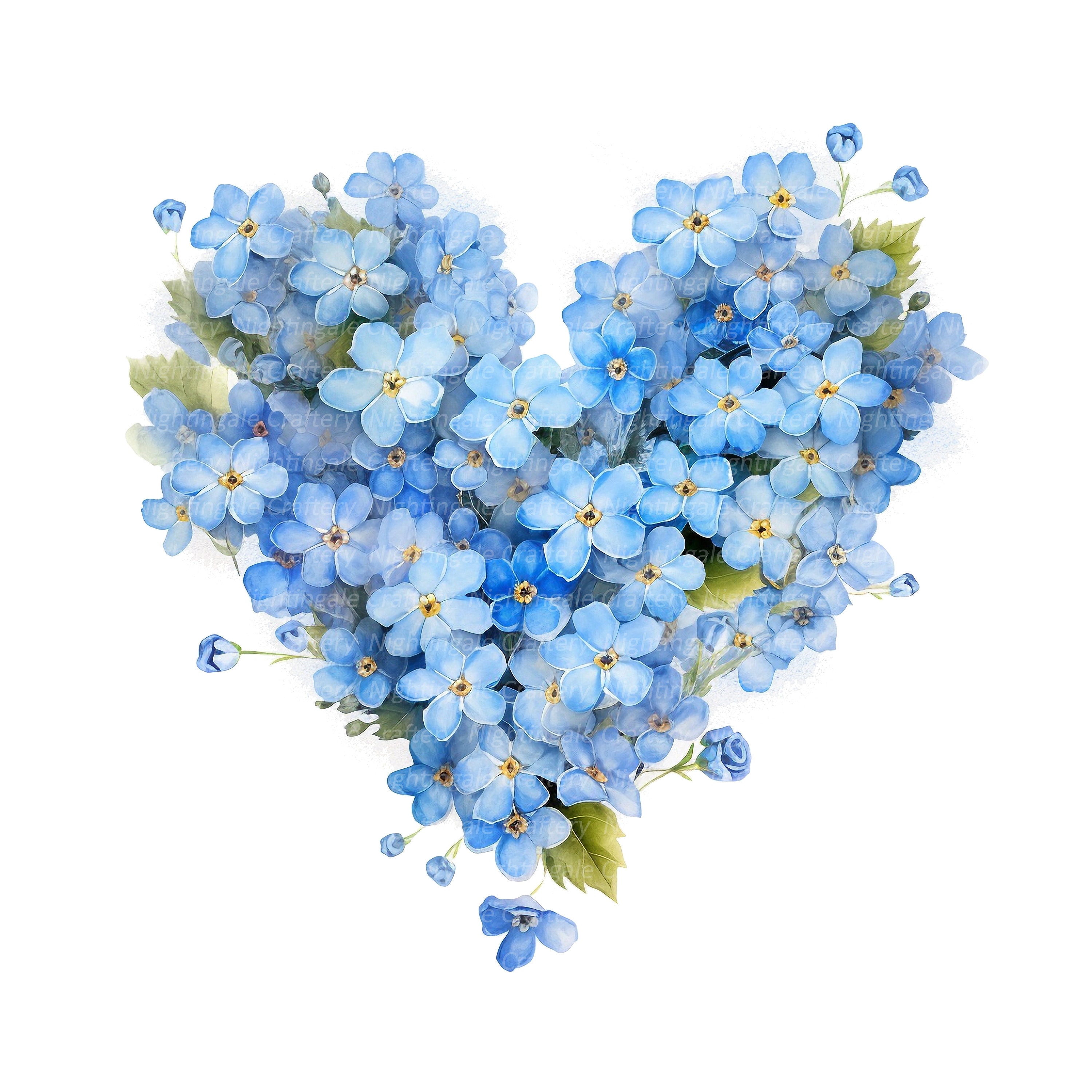 10 Floral Heart Clipart Pngs, Cherry, Forget Me Not, Digital Clipart ...
