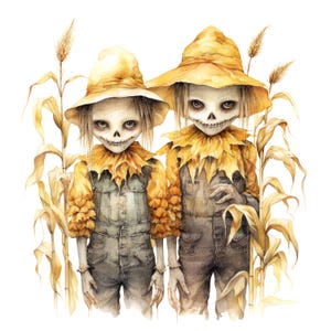 9 Halloween Kids Clipart, Scary Children, Printable Watercolor Clipart ...