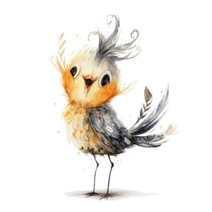 12 Whimsical Birds Clipart, Watercolor Birds, Digital Clipart ...