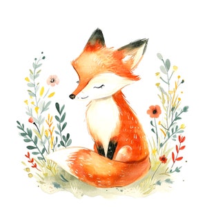 9 Boho Fox Cartoon Clipart Set 2, Cartoon Fox, Printable Watercolor ...