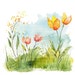 10 Spring Landscape Clipart, Spring Flowers, Printable Watercolor ...