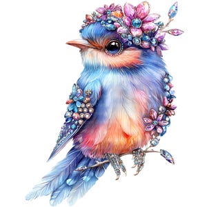 10 Jeweled Birds Clipart, Printable Bird, Printable Watercolor Clipart ...