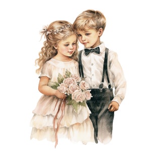 10 Kids Wedding Clipart, Wedding Invitation, Printable Watercolor ...