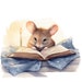 12 Mouse Reading Book Clipart, Mouse Bedroom, Printable Watercolor ...