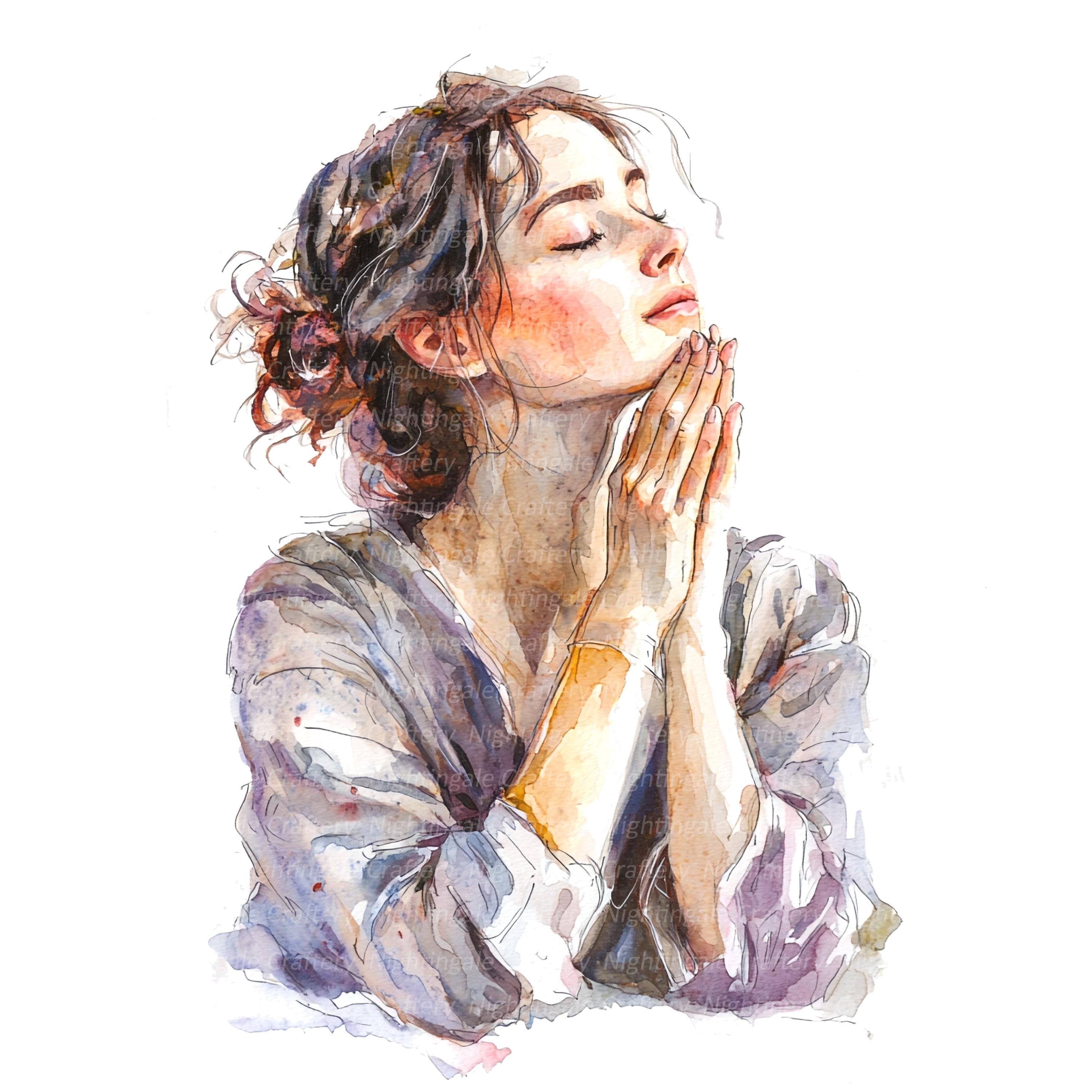 12 Biblical Woman Praying Clipart, Prayers, Printable Watercolor ...