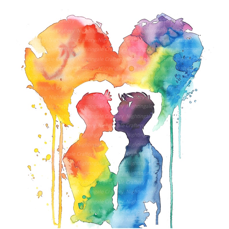 12 Love Clipart, Pride Month, Gay, LGBTQ Print, Printable Watercolor ...