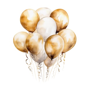 14 Golden Balloons Clipart, Party Balloons Clipart, Printable ...