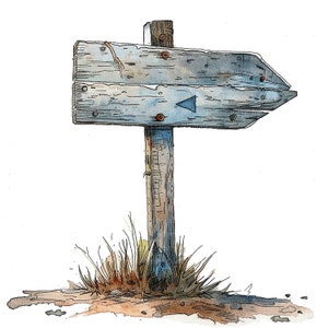 16 Rustic Wood Sign Clipart, Wooden Road Sign, Printable Watercolor ...