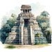 12 Aztec Temple Clipart, Aztec Pyramid, Printable Watercolor Clipart ...
