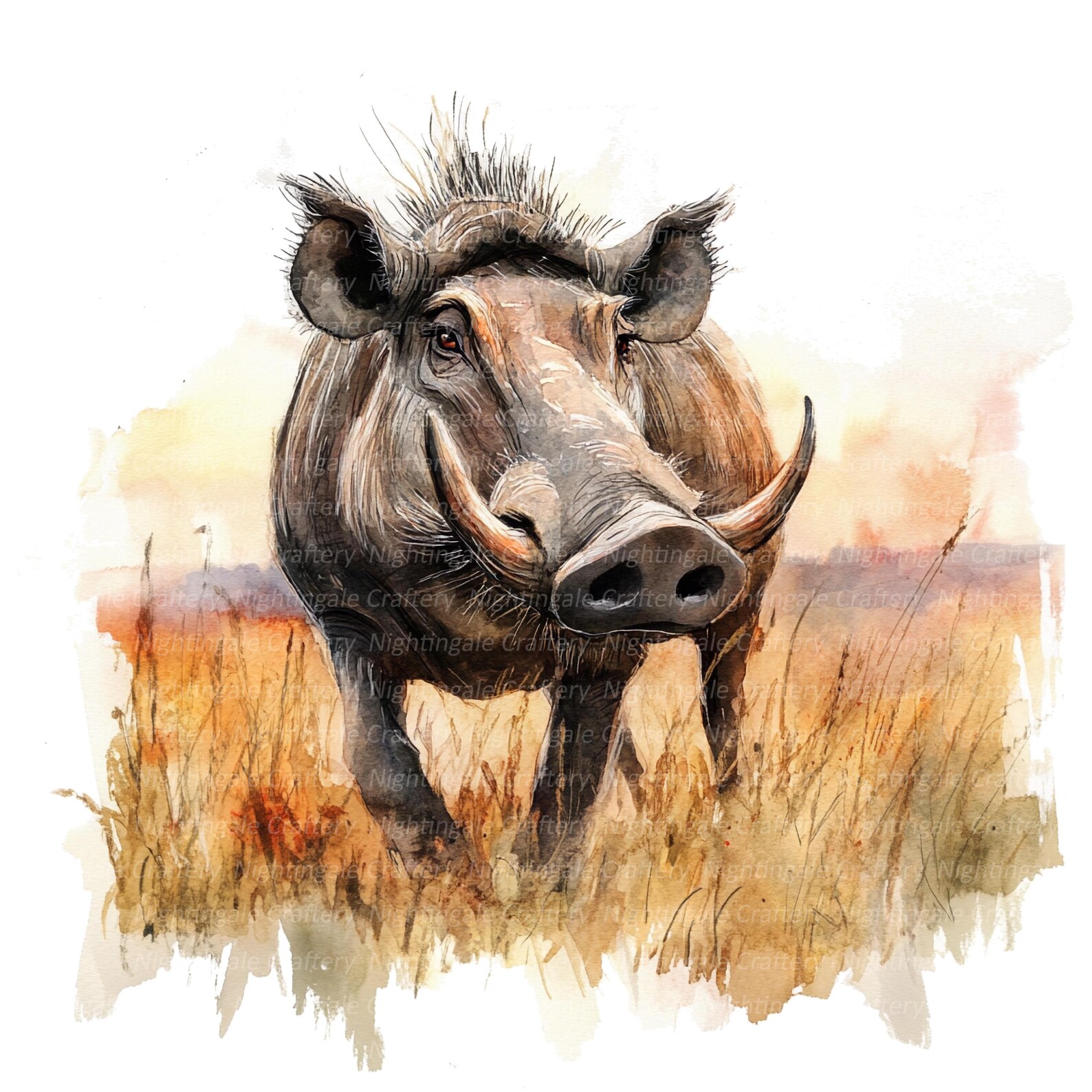 10 Warthog Clipart, Watercolor Warthog, Printable Watercolor Clipart ...