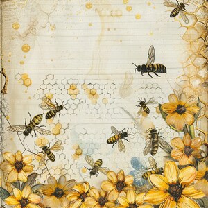 18 Vintage Bees Honey Background Papers, 12 X 12 Digital Paper Pack ...