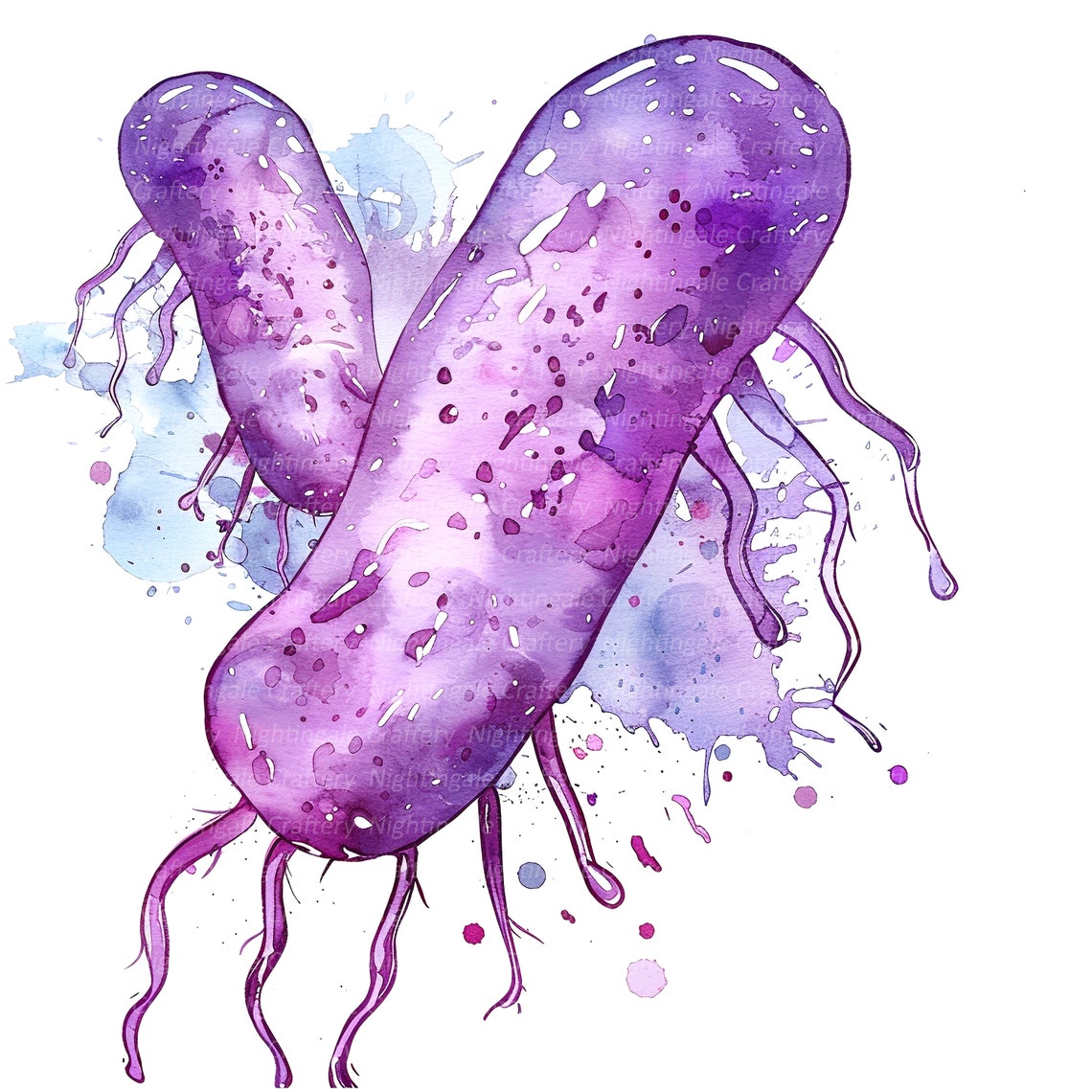 12 Cartoon Bacteria Clipart, Virus Clipart, Printable Watercolor ...