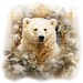 8 Christmas Polar Bear Clipart, Golden Theme, Printable Watercolor ...